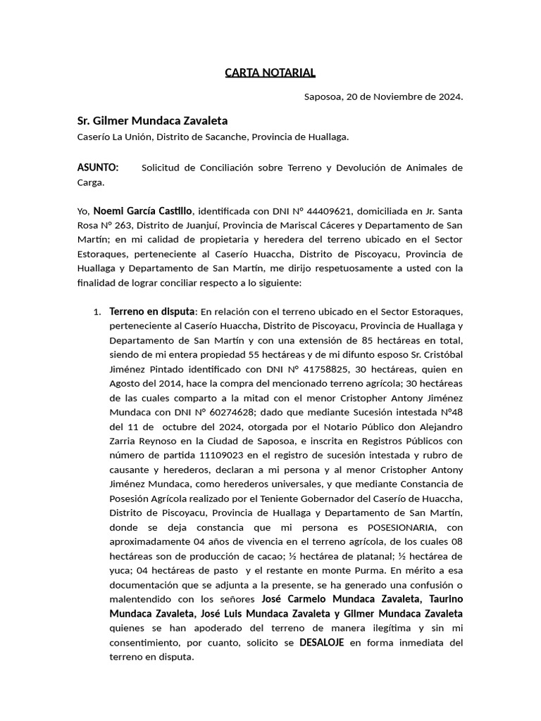 Carta Notarial | PDF | Propiedad | Gobierno