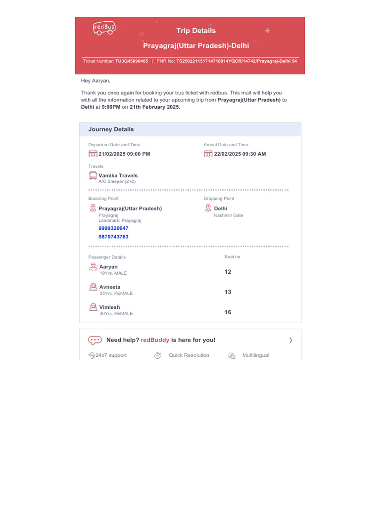 Trip Details Prayagraj (Uttar Pradesh) - Delhi | PDF