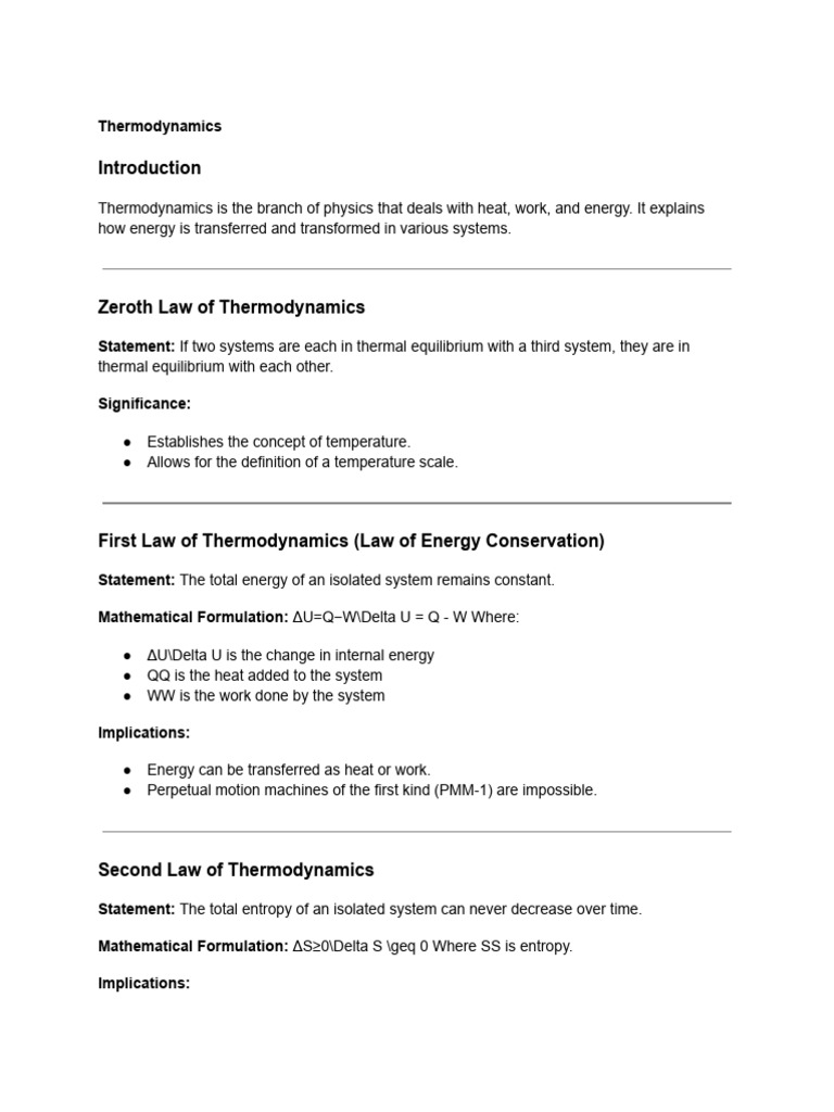 Thermodynamics: Laws and Applications | PDF