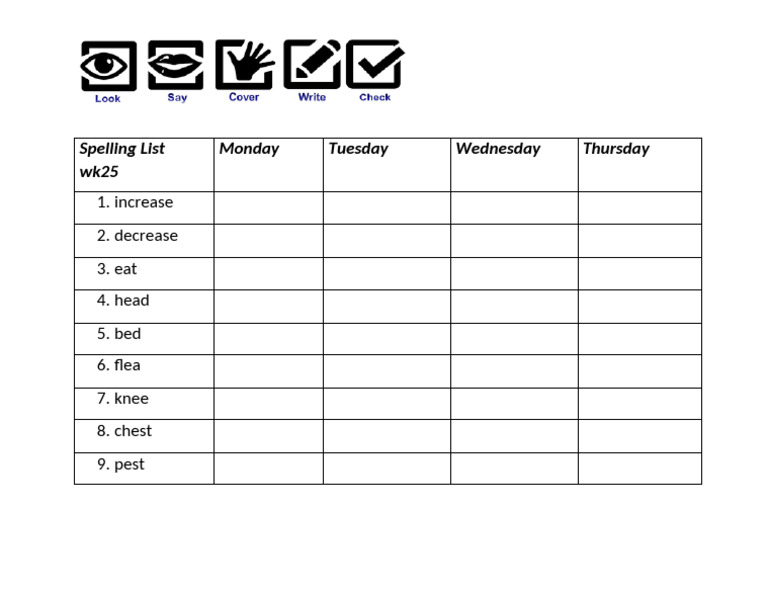 Spelling List Week 25 | PDF