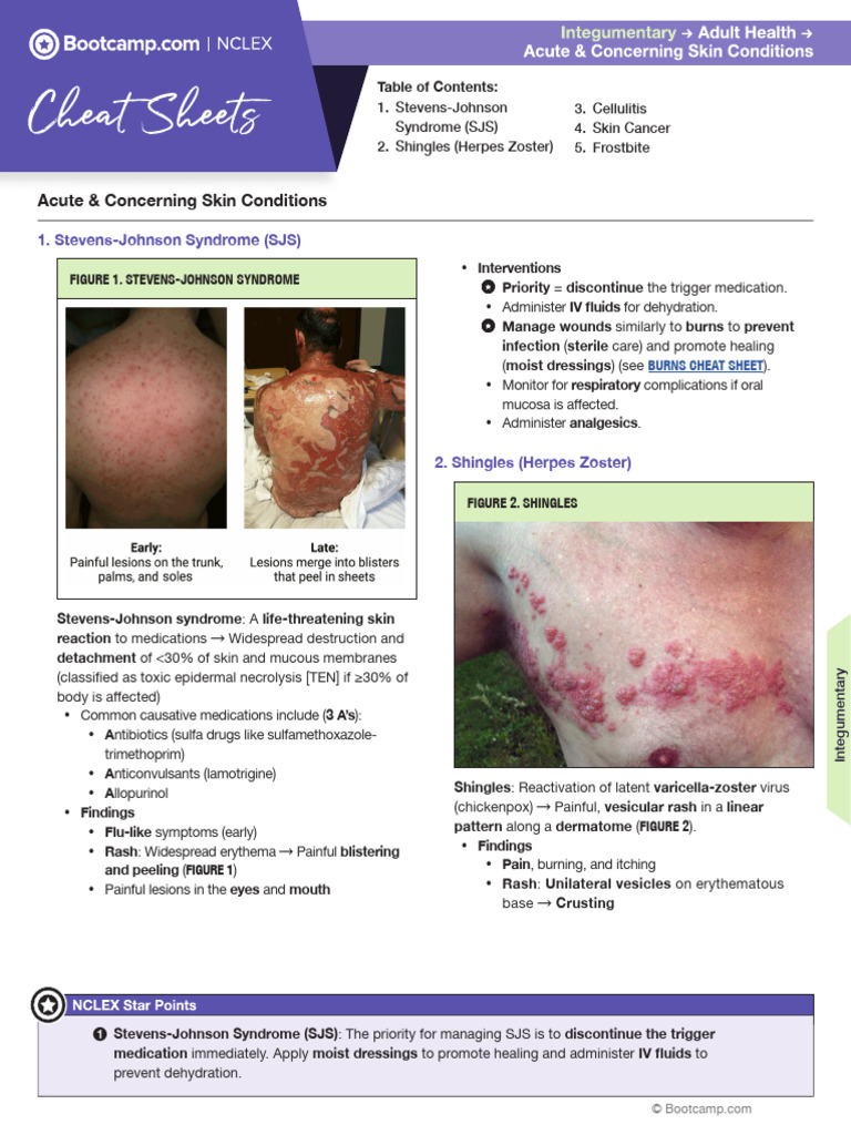 Acute & Concerning Skin Conditions Cheat Sheet | PDF | Medical ...