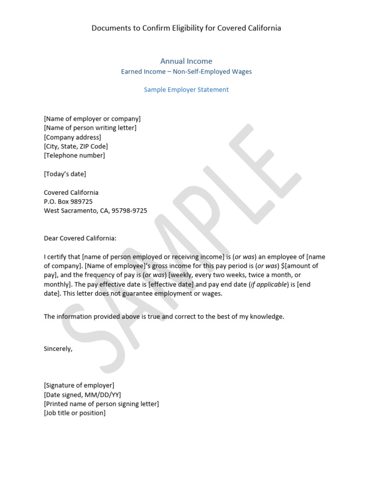 Employer Statement Template for Income Verification | PDF