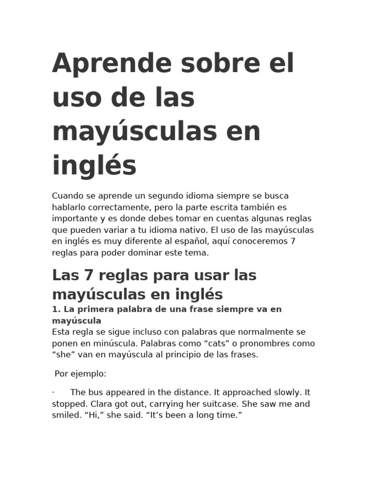 Aprende Sobre El Uso de Las Mayúsculas en Inglés | PDF | Lingüística