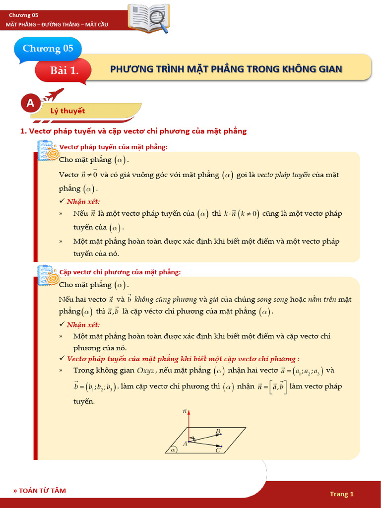 C5-BÀI 1-PHƯƠNG TRÌNH MẶT PHẲNG TRONG KHÔNG GIAN-P1 | PDF