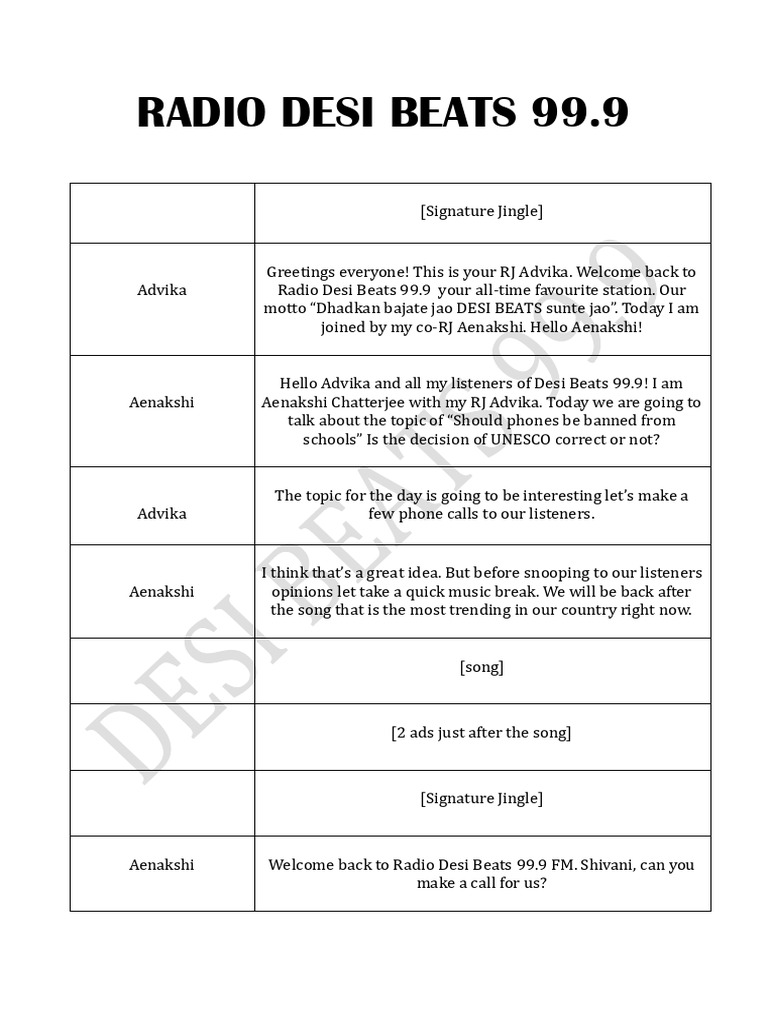 Radio Jockey Final Script | PDF