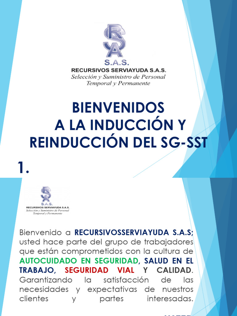 Presentacion Induccion Reinducción SG-SST Act - 2024 | PDF | Seguridad y salud ocupacional | La ...
