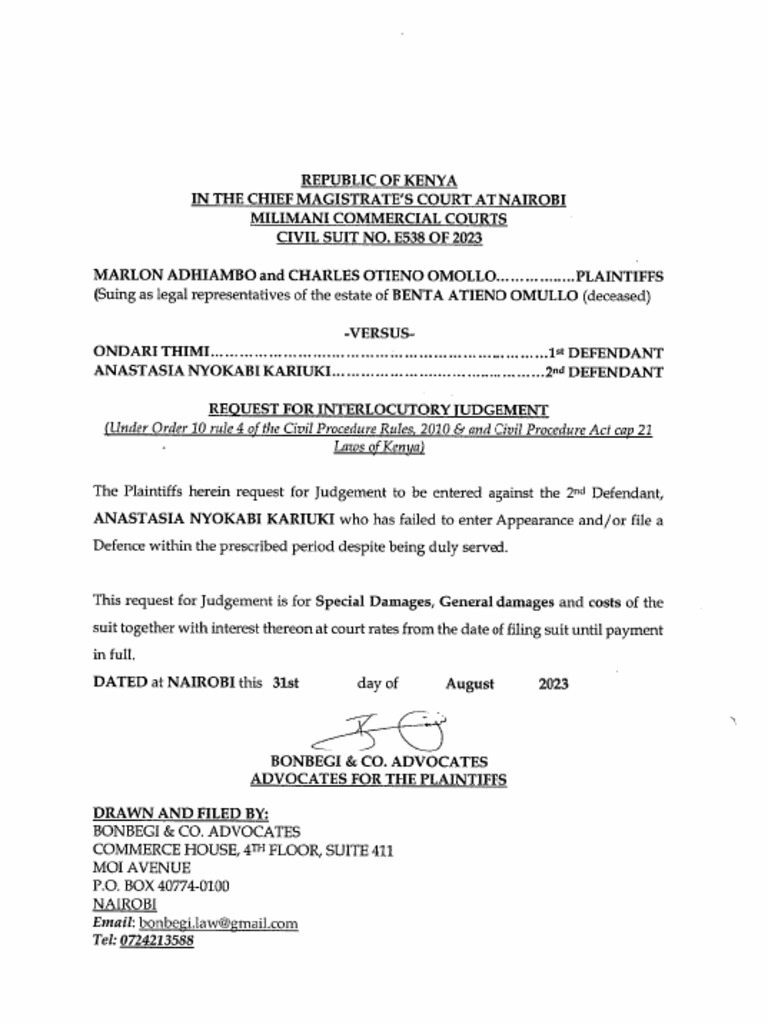 Request For Interlocutory Judgement | PDF