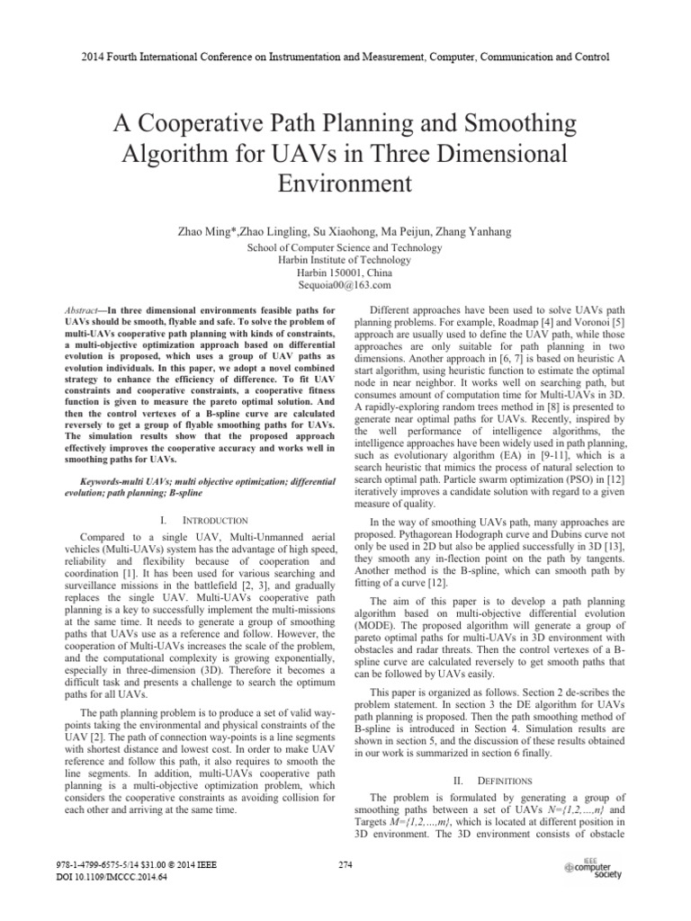 A Cooperative Path Planning and Smoothing Algorithm For UAVs in Three Dimensional Environment ...