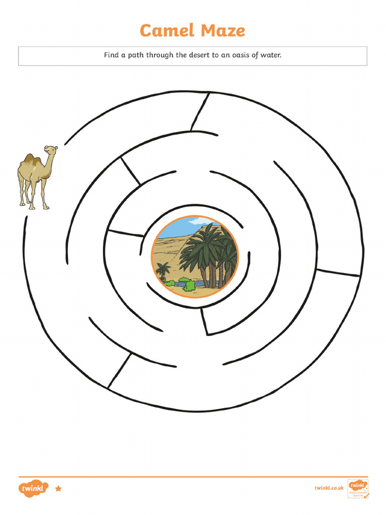 Ui T 1 Camel Differentiated Maze Activity Sheet Pencil Control Path ...