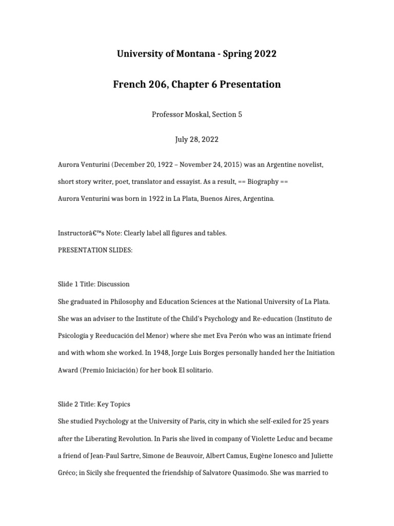French 206 Chapter 6 Presentation | PDF