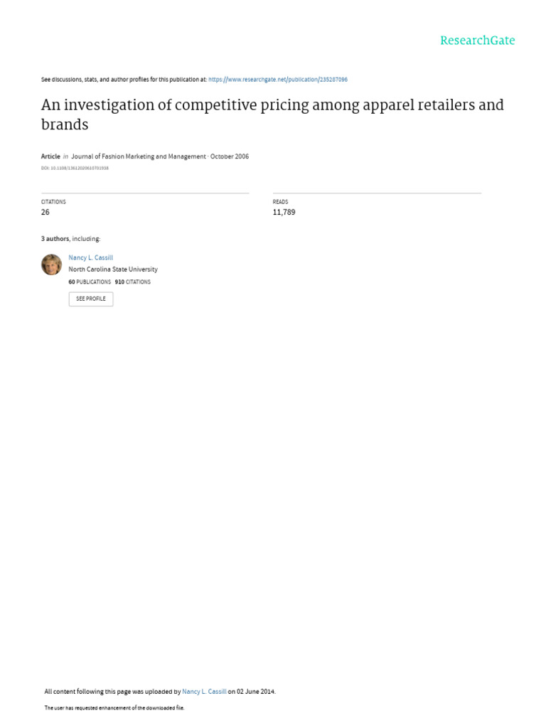 An Investigation of Competitive Pricing Among Appa | PDF | Brand | Retail