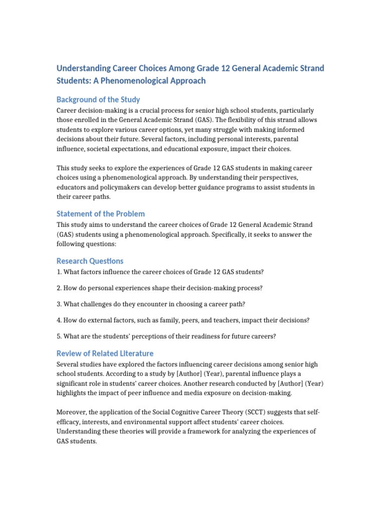 Career Choices of Grade 12 GAS Students | PDF