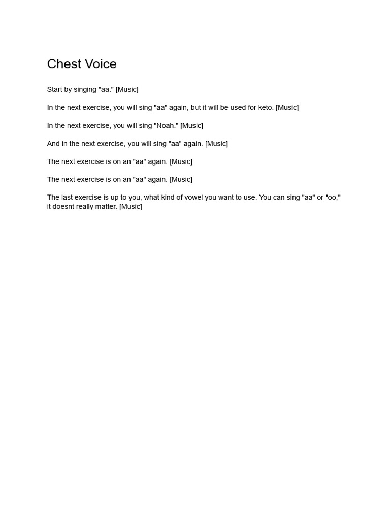 Chest Voice Singing Exercises | PDF