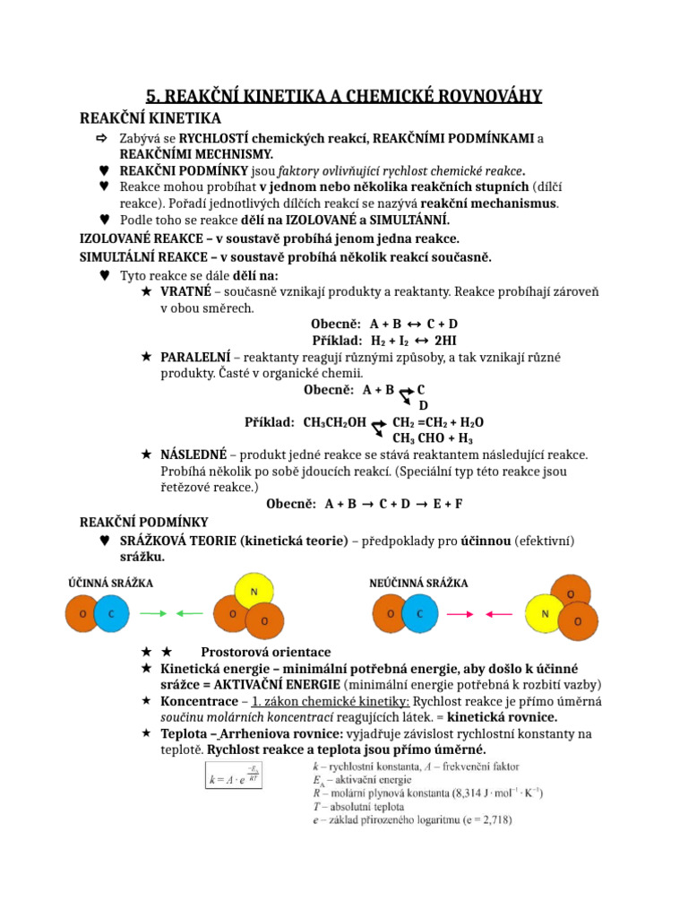 Reakční Kinetika A Chemické Rovnováhy | PDF