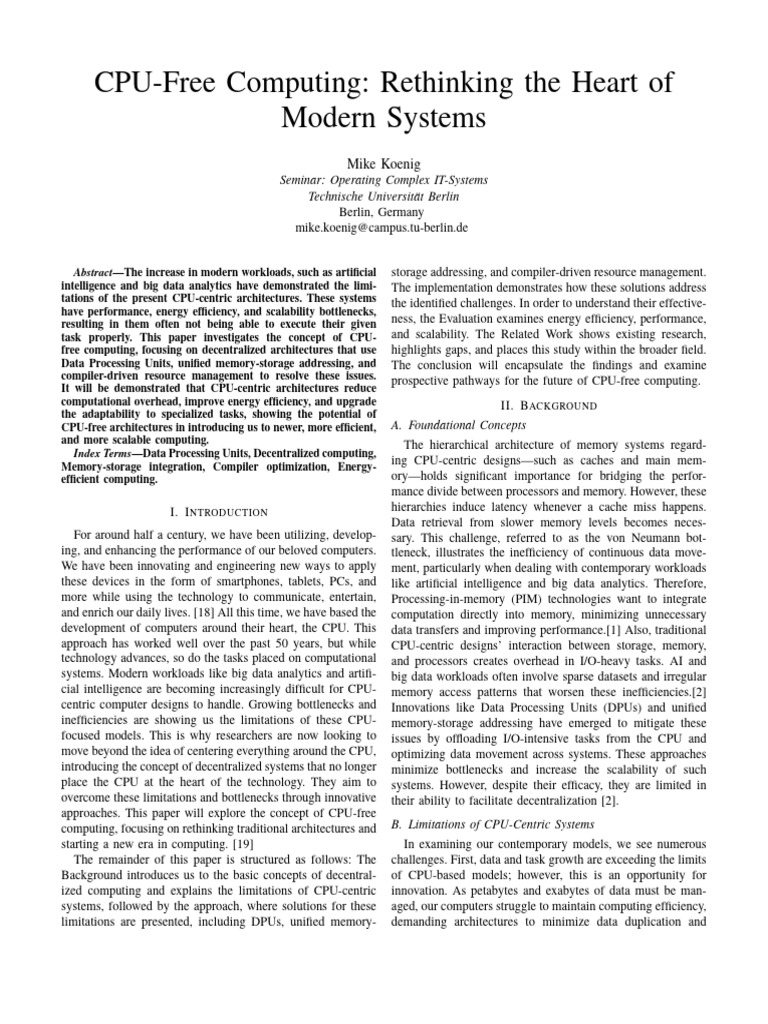 CPU-Free Computing: Rethinking The Heart of Modern Systems | PDF | Computer Data Storage ...