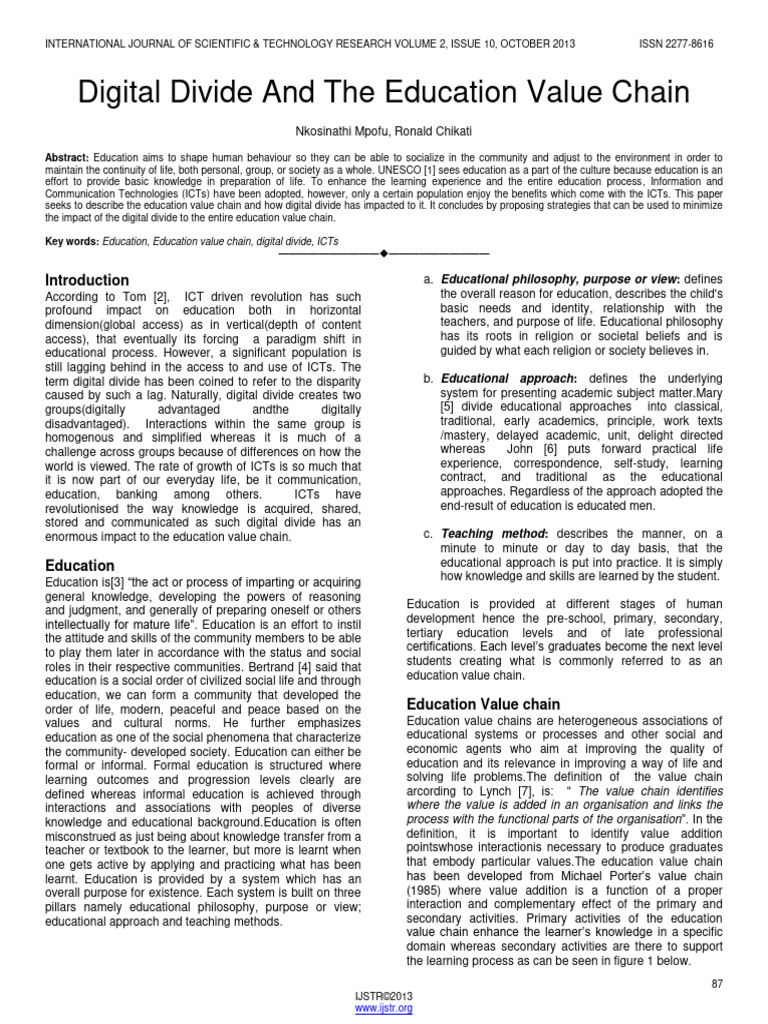 Digital Divide's Impact on Education Value Chain | PDF | Educational ...