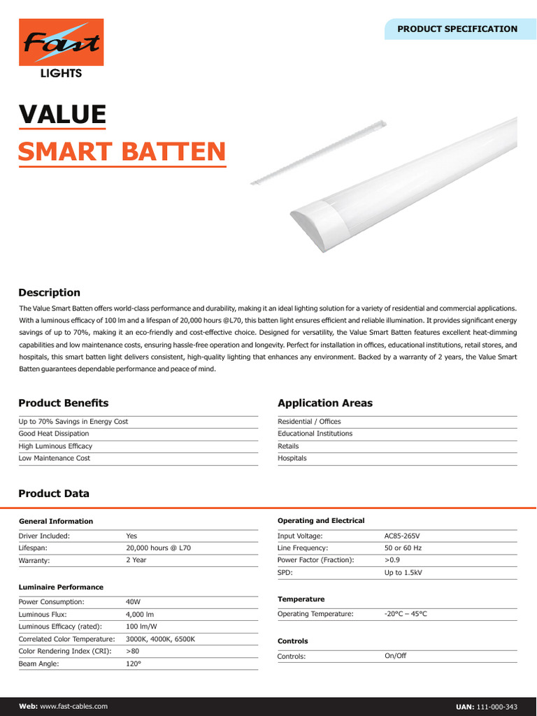 Value-Smart-Batten | PDF | Lighting | Electricity