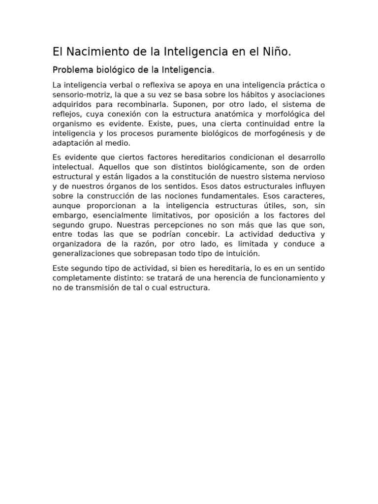 Desarrollo de la Inteligencia Infantil | PDF