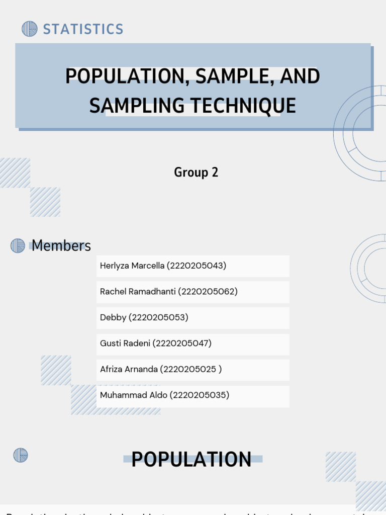 Group 2 PPT Population Sample | PDF | Sampling (Statistics) | Sample Size Determination