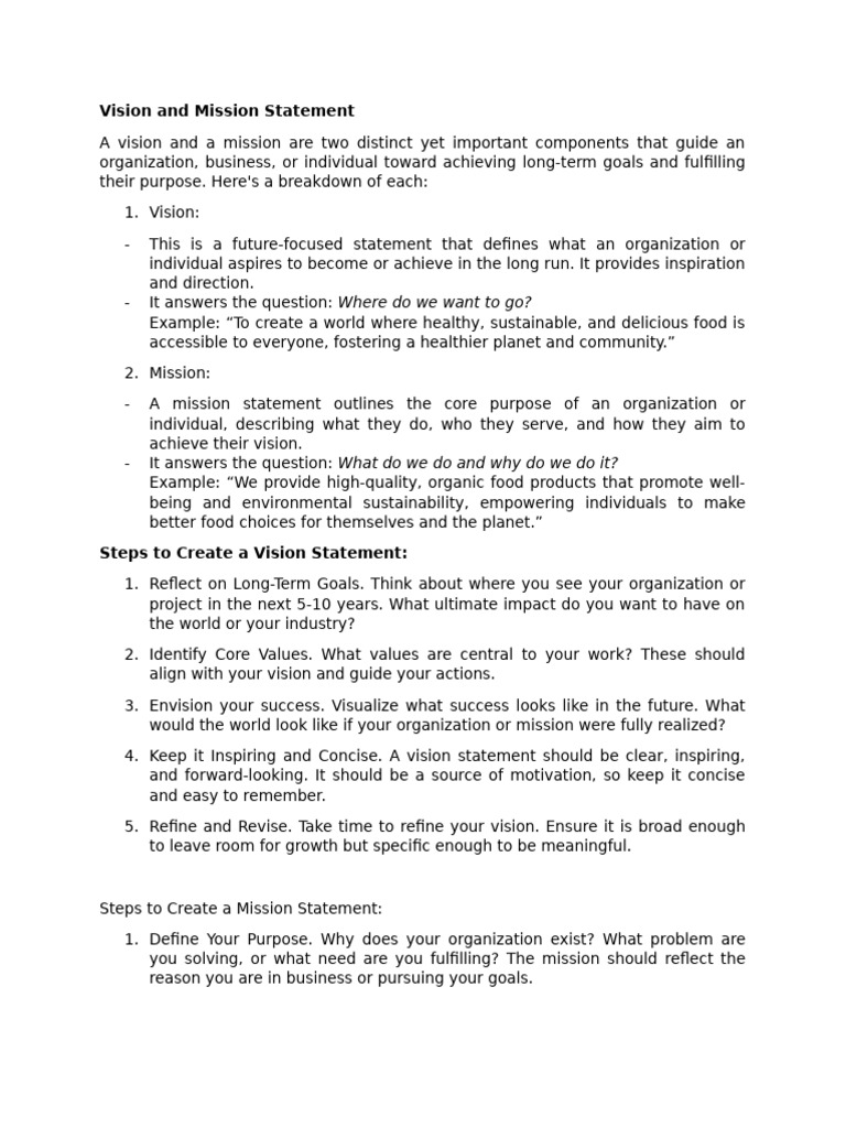 Crafting Vision and Mission Statements | PDF | Goal | Sustainability