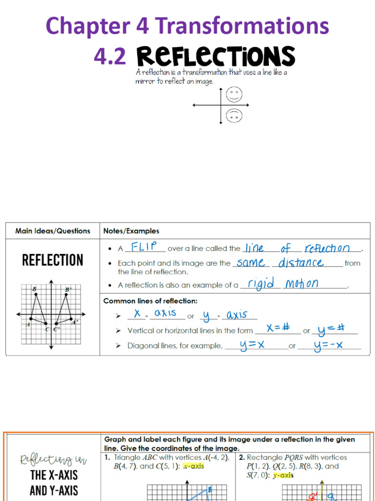 4.2 Reflections Notes ANSWER KEY (1) | PDF