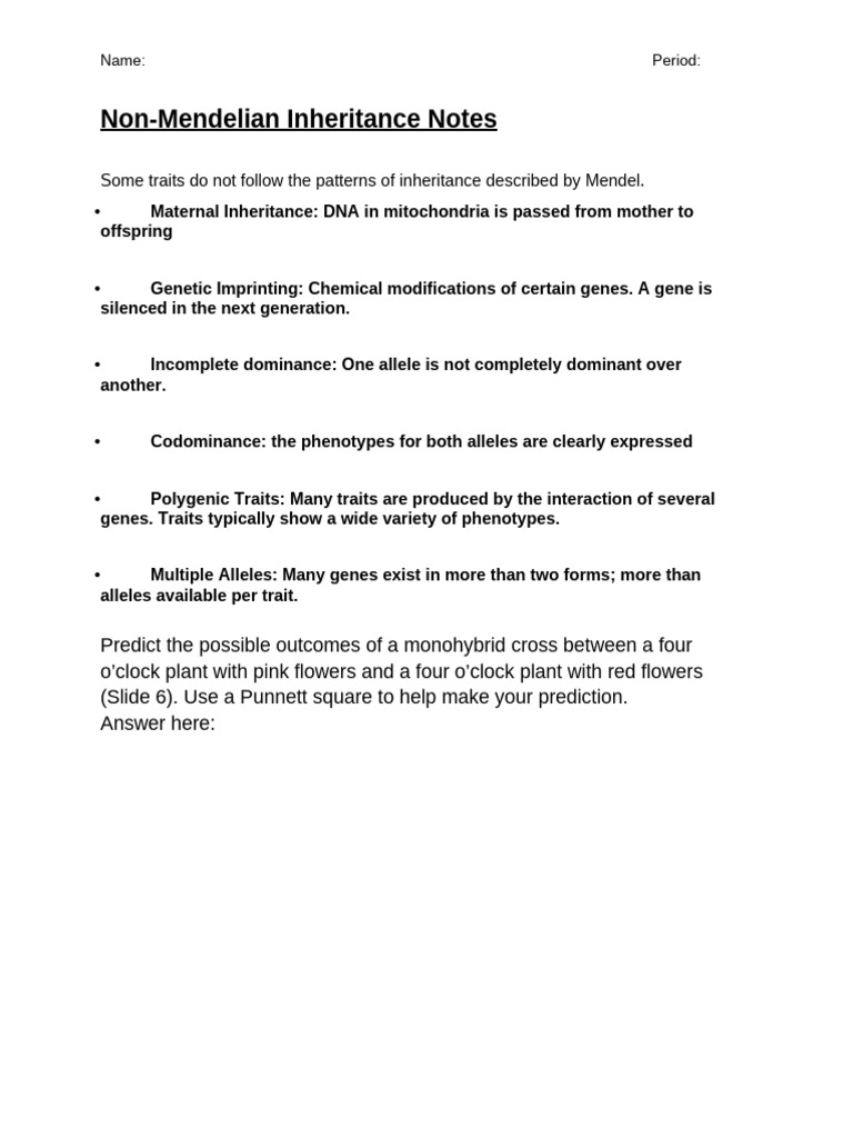 Non-Mendelian Inheritance Overview | PDF