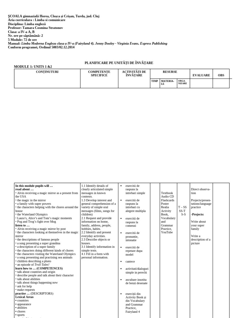 English Curriculum for 4th Grade | PDF | Grammar | Linguistic Morphology