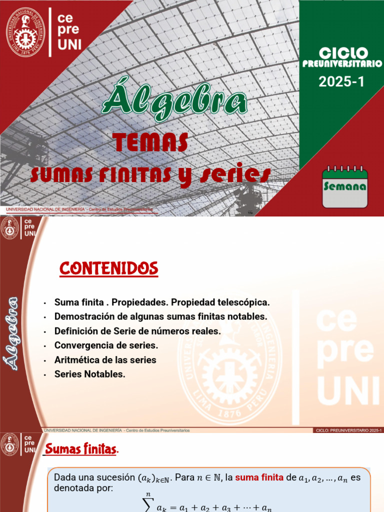 Sumas Finitas y Series Notables | PDF | Series (Matemáticas) | Secuencia