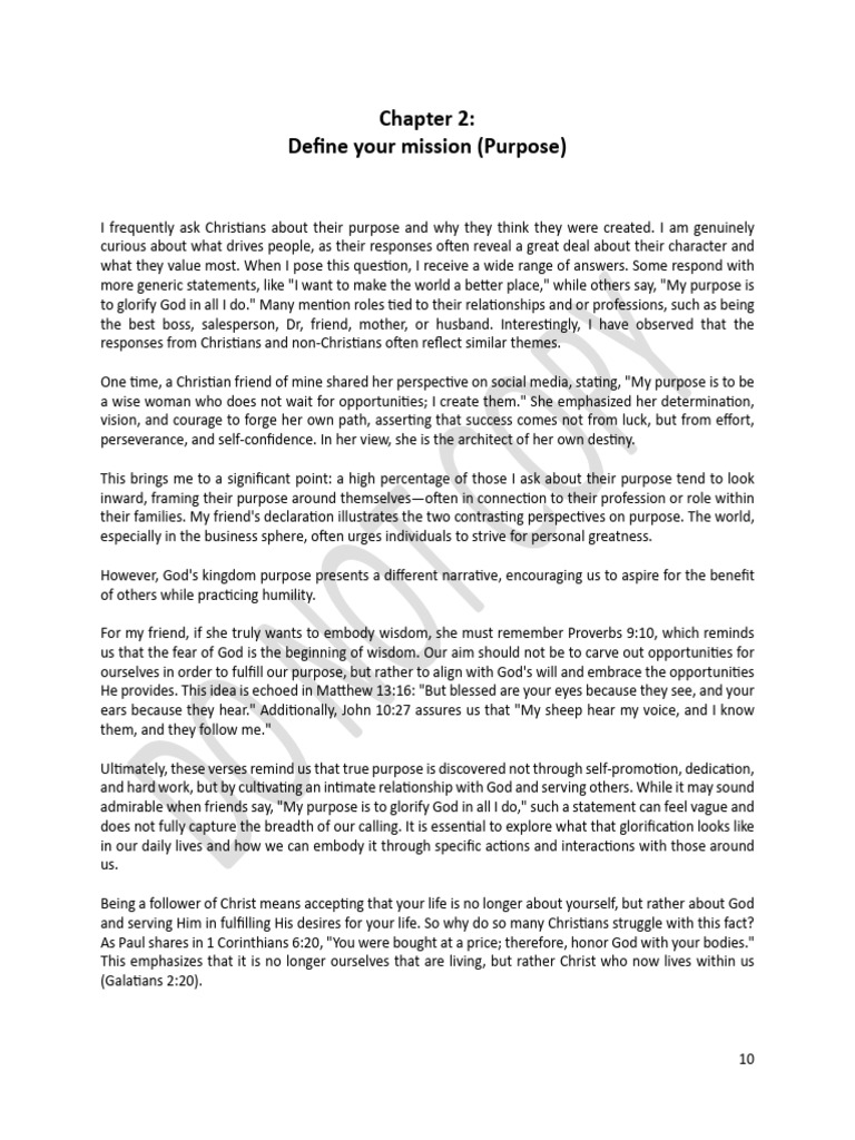 Chapter 2 Define Your Mission - Purpose | PDF | Disciple (Christianity ...