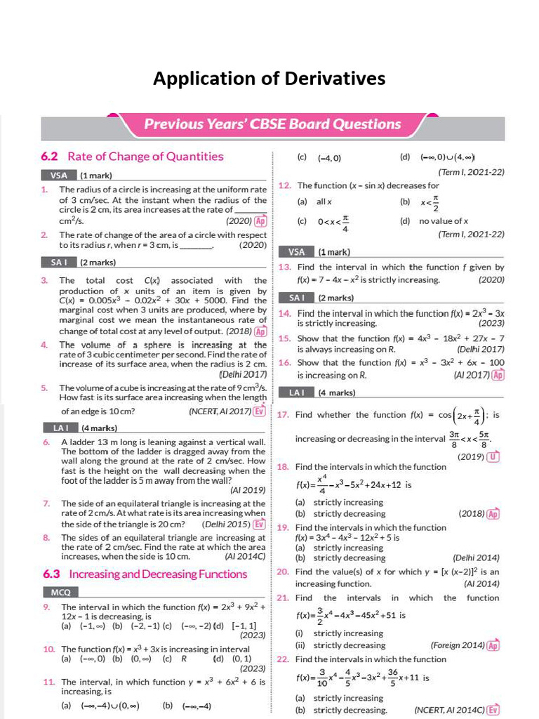 12 Application of Derivatives | PDF