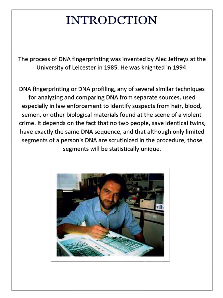Bio Project Dna Fingerprinting | PDF