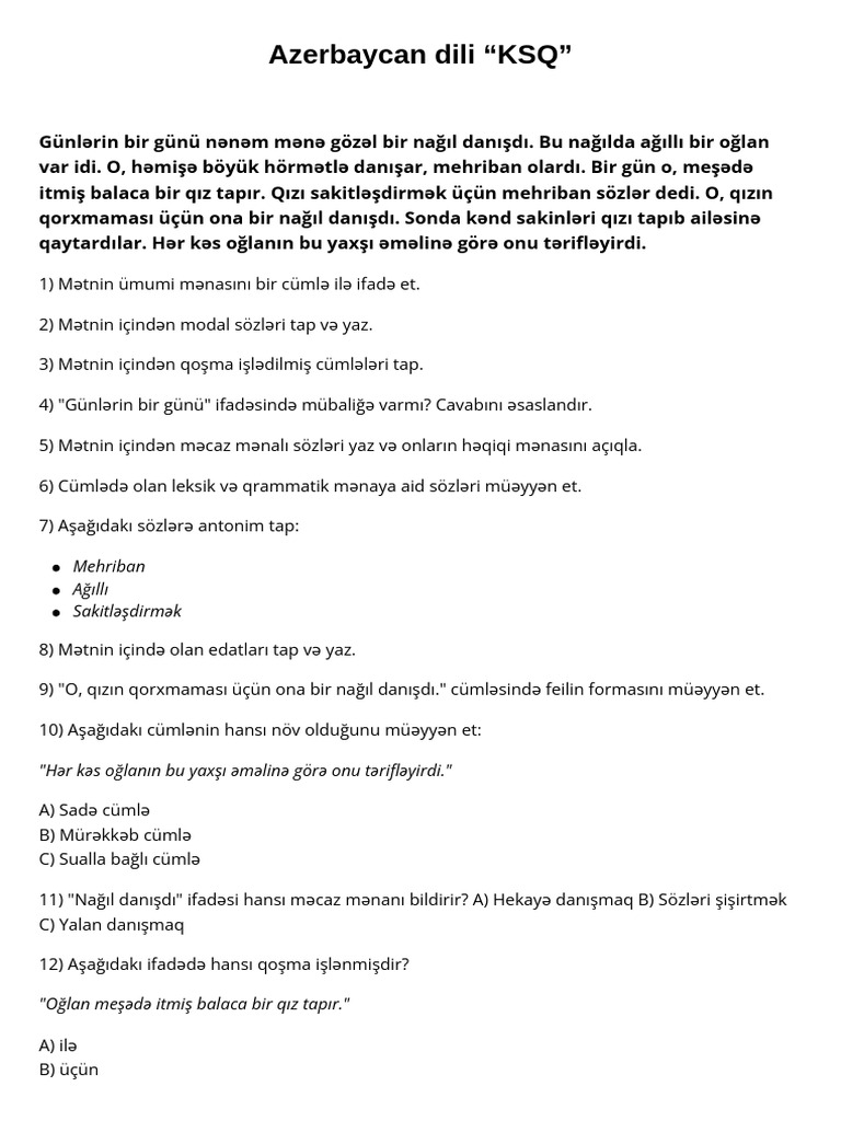 Azerbaycan Dili | PDF