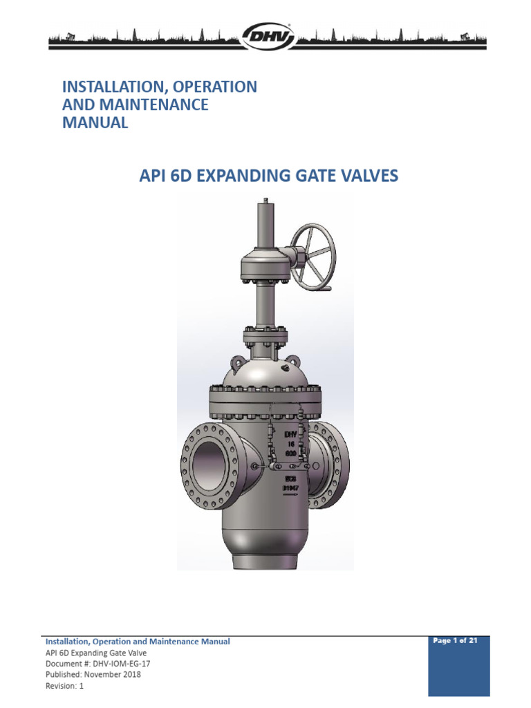 IOM DHV API 6D Expanding Gate Valve | PDF | Valve | Nut (Hardware)