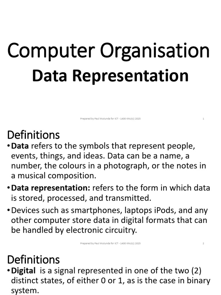 Data Representation Notes, 2025 | PDF | Ascii | Data Compression