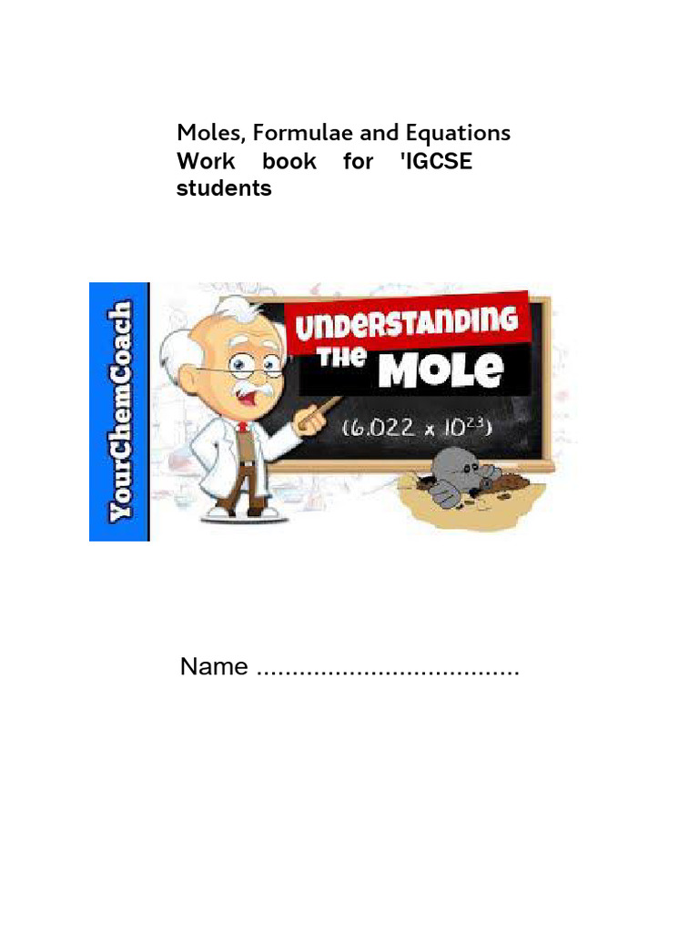 IGCSE Moles and Chemical Equations Workbook | PDF | Atoms | Atomic Nucleus