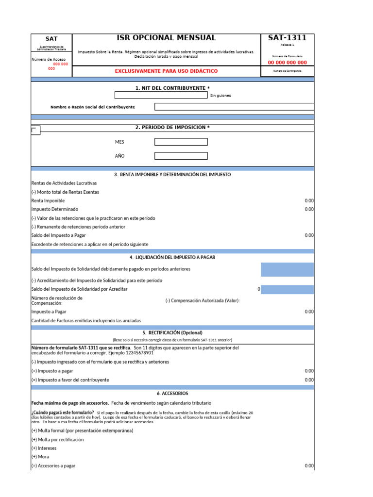 ISR Opcional Mensual SAT 1311 | PDF | Impuestos | Impuesto sobre la renta