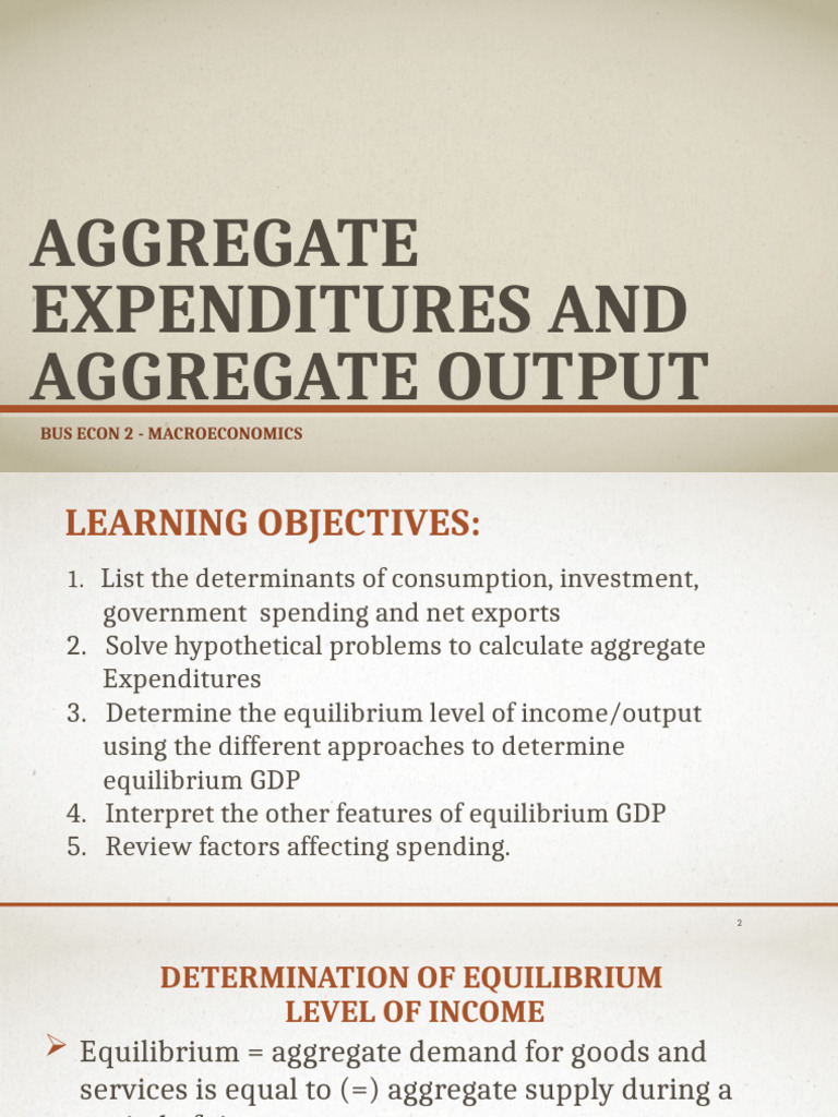 Aggregate Expenditure and Aggregate Output | PDF | Economic Equilibrium | Consumption (Economics)