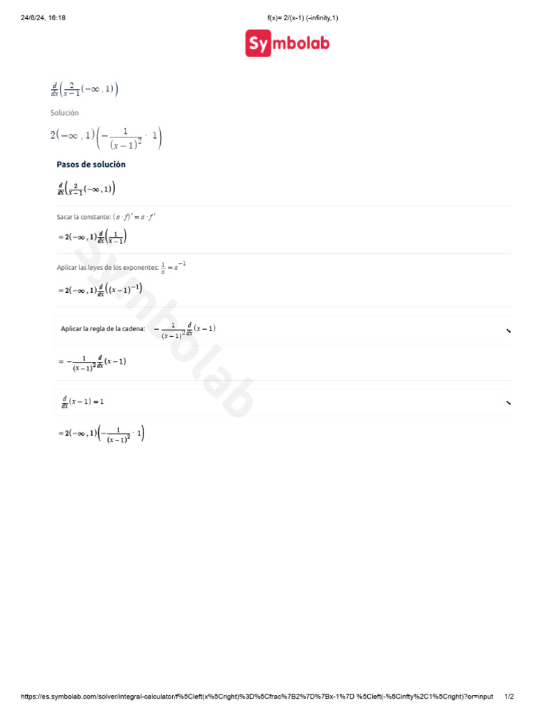 Integral Calculation of 2/(x-1) | PDF