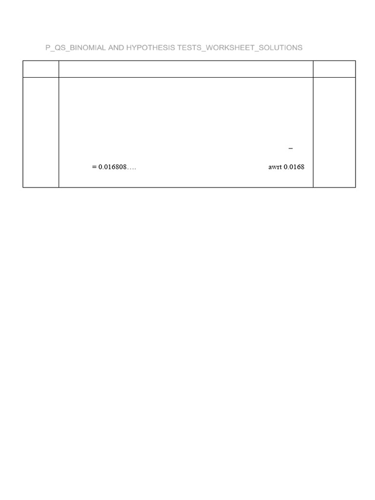 Binomial and Hypothesis Tests Solutions | PDF | Statistical Inference ...