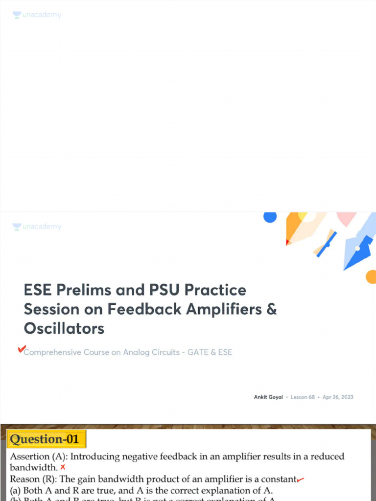 63.ESE Prelims and PSU Practice Session On Feedback Amplifiers Oscillators With Anno | PDF