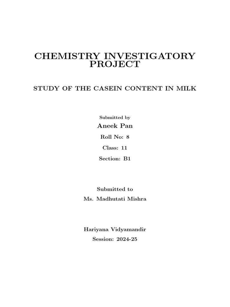 Study of The Casein Content in Milk | PDF | Milk | Dietary Supplements