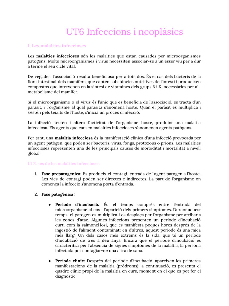 UT6 Infeccions i neoplasies | PDF