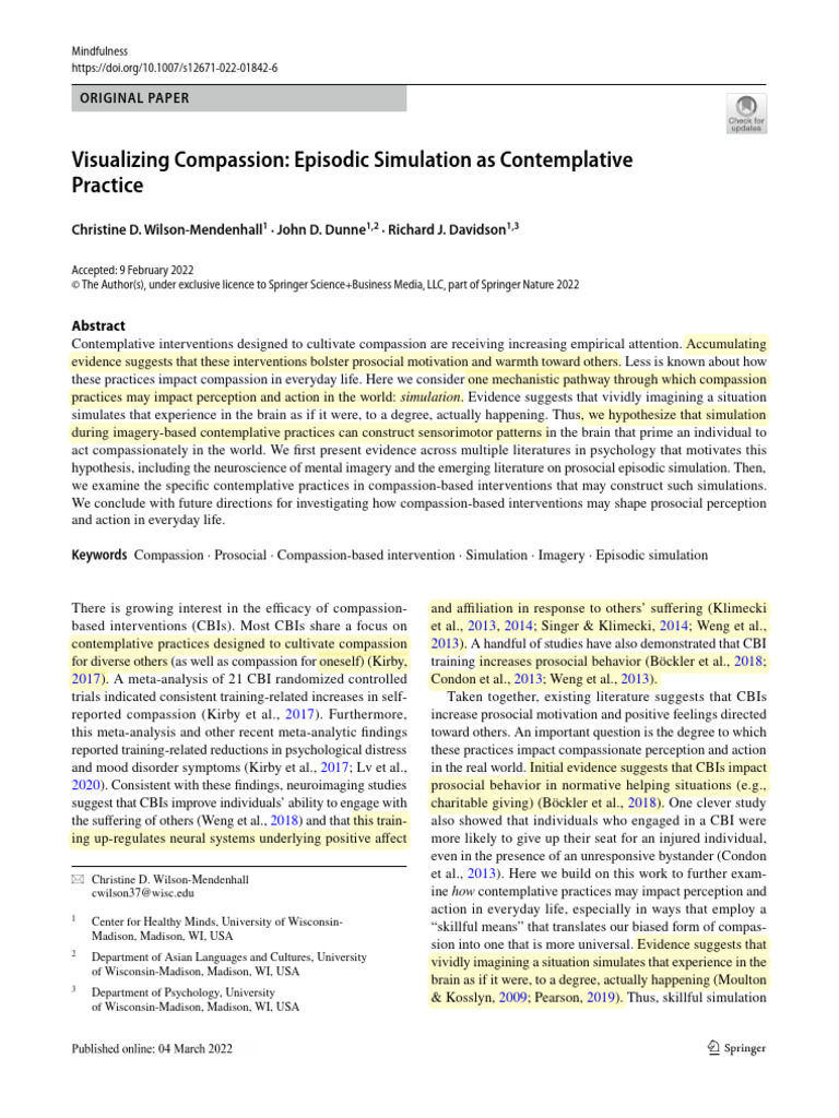 Wilson-Mendenhall, 2021.Visualizing Compassion Episodic Simulation as ...