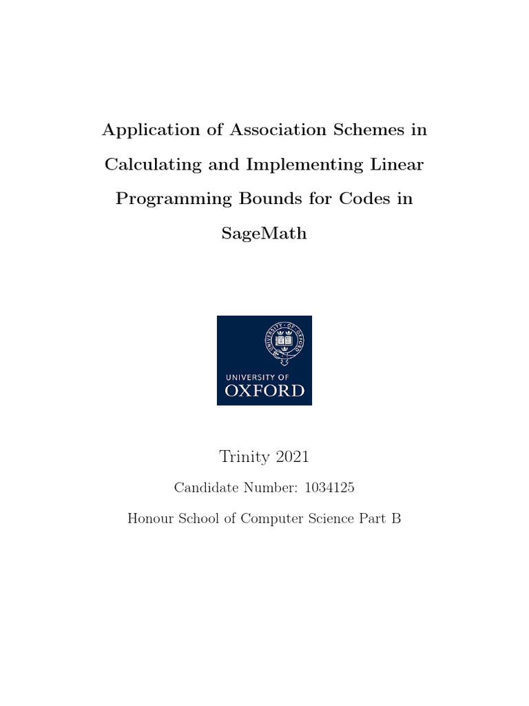 Application of Association Schemes in calculating and implementing linear programming bounds for ...
