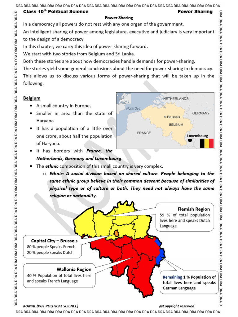 Class 10th Notes of Power Sharing (Political Science) | PDF | Sri Lanka ...