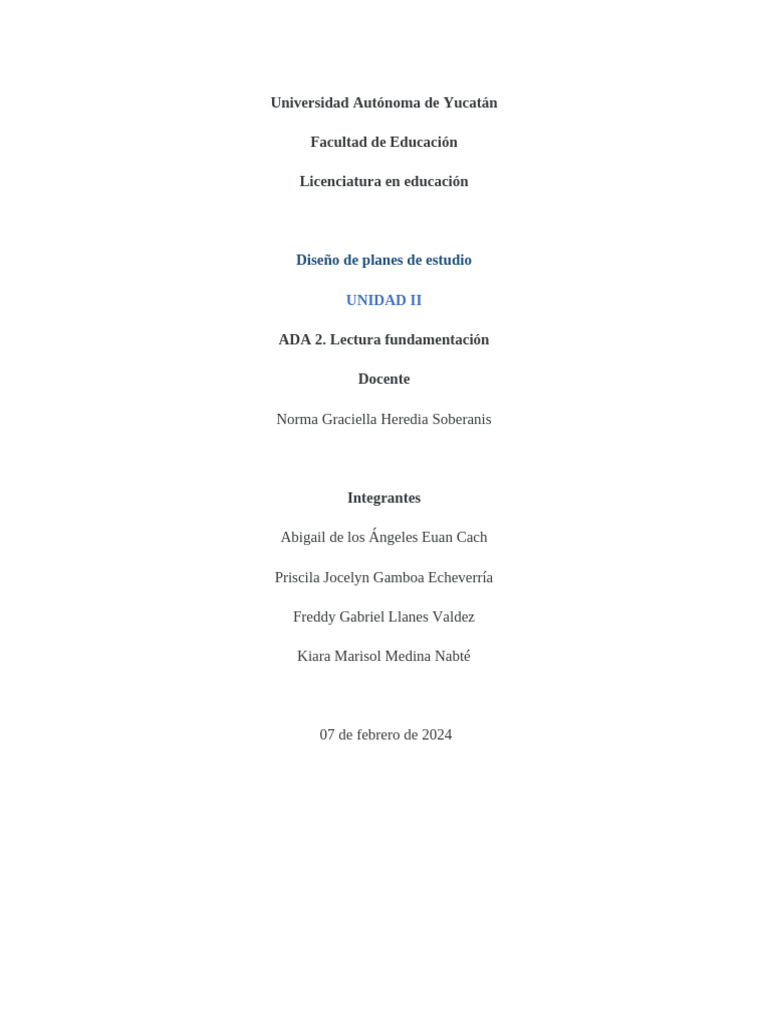 ADA2_LecturaFundamentación (1) | PDF | Plan de estudios | Enseñando