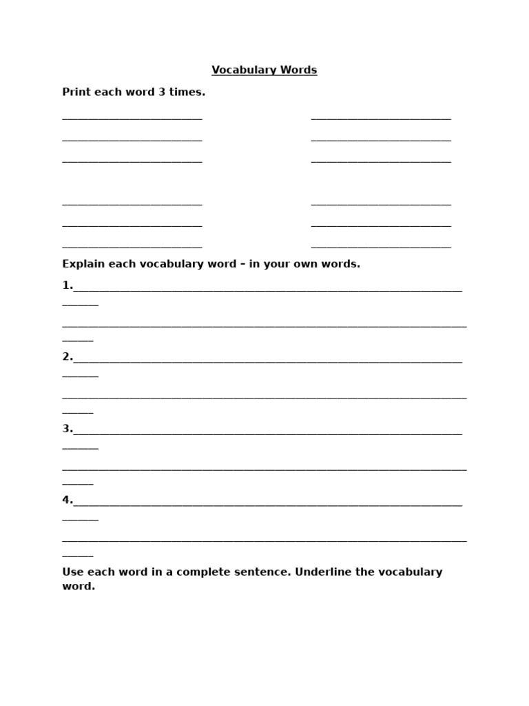 Vocabulary Words Practice Guide | PDF