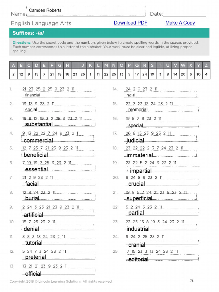 Common Words Ending in -ial | PDF