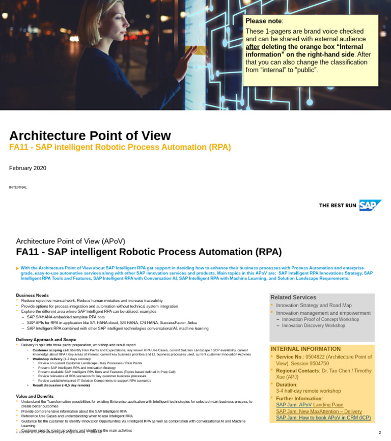 Architecture Point of View - SAP Intelligent Robotic Process Automation | PDF | Cognitive ...