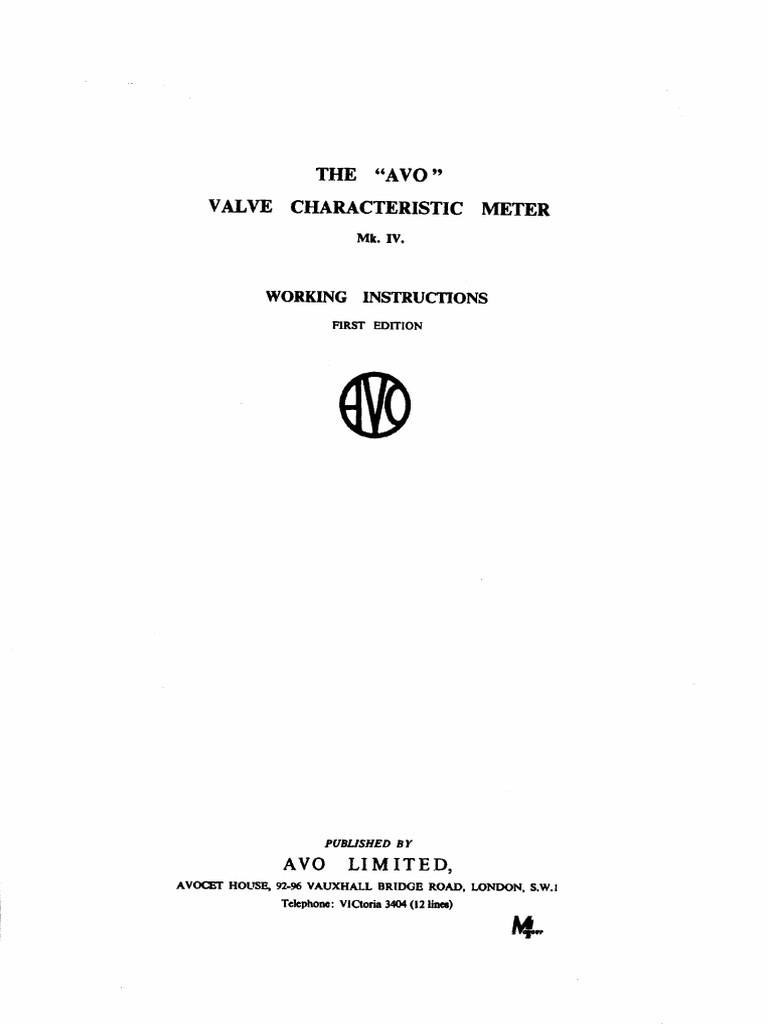 AVO Mk. IV. User and Schematics ID1018 | PDF